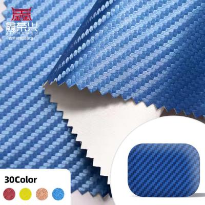 China Elastic PU Carbon Fiber Synthetic Leather Faux Leather Fabric 0.5mm 138cm for Clothing Bags Phone Cases for sale