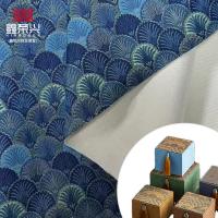 China PVC Peacock Flower Printed Synthetic Leather Fabric 0.5mm 140cm for Bag Notebook Sofa for sale