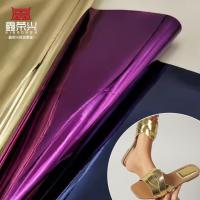 China Metallic Mirror PU Leather Fabric 0.8mm Thickness 140cm Width - 30 Colors Available for Bags, Shoes & Furniture for sale