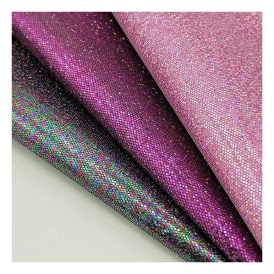 China Mesh Glitter PU Leather Fabric 0.7mm Thickness 140cm Width for Shoes Bags Phone Cases for sale