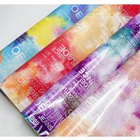 China PU Rainbow Letter Print Synthetic Leather Waterproof Faux Leather Fabric 0.7mm 140cm for Luggage Bag Cosmetic Furniture for sale