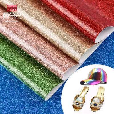 China PU Coated Glitter Faux Leather Fabric 0.5mm Thickness 140cm Width for Shoes Bags Crafts for sale