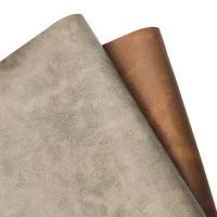 China 0.6mm Thick 140cm Wide PVC Faux Leather Fabric Wear Resistant Oil Pull Up Nubuck for Luggage Bags for sale