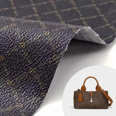 China 0.6mm Thick 140cm Wide Knitted Backing PVC Leather Synthetic Leather for Bags Furniture Home Decor for sale