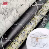 China Marbling Grain Printed PVC Leather 0.75mm 140cm Double Brushed Backing 20 Colors for Bags Wallets for sale