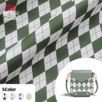 China PVC Square Diamond Printed Faux Leather Fabric 0.8mm 137cm for Handbag Shoes Wallet Belt for sale
