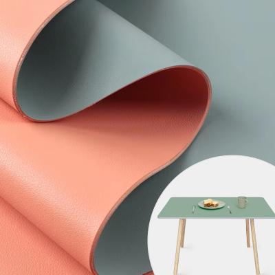 China PVC Cowhide Pattern Double Faced Synthetic Leather Fabric 1.8mm 140cm Wide for Shoes Bags Furniture for sale