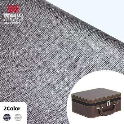 China PVC Matting Woven Grain Artificial Synthetic Leather 0.6mm 140cm for Chair Table Mat Packaging Box Faux Leather for sale