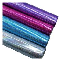 China Rainbow PU Holographic Wire-Drawing Embossed Faux Leather 0.7mm 140cm for Shoes Handbag Notebook for sale
