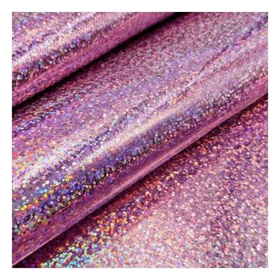 China PU Holographic Mirror Leather 0.7mm 140cm Wide Big Glass Pattern Grain Synthetic Fabric for Shoes Handbag Vanity Case for sale