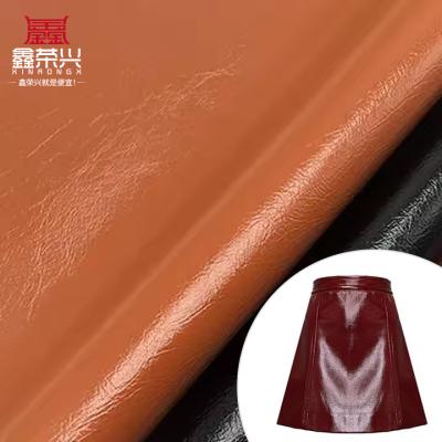 China PU Synthetic Leather Elastic 101 Shine Grain 0.95mm 140cm for Sofa Bag Clothing Jacket Skirt Faux Leather Fabric for sale