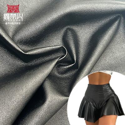 China PVC Lambskin Grain Faux Leather Stretch Blackout Waterproof Synthetic Leather 0.5mm 160cm for Garment for sale