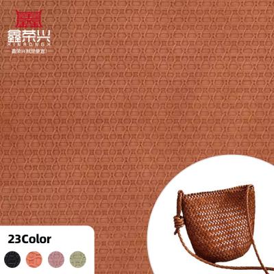 China PVC Vintage Woven Pattern Faux Leather Fabric 1.2mm 140cm for Bag Shoes Sofa Car Wallet Belt for sale