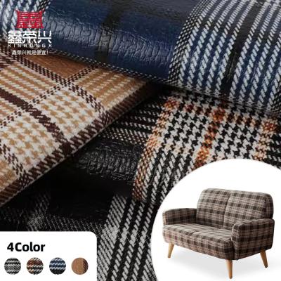 China PVC Tech Cloth Scottish Plaid Pattern Faux Leather Fabric 0.9mm 137cm for Sofa Bag Car Seat Belt for sale