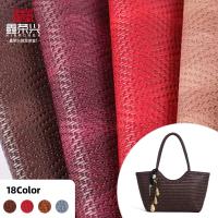 China PVC Printed Woven Pattern Artificial Synthetic Leather 1.1mm 137cm for Bag Sofa Chair Belt Faux Leather Fabric for sale