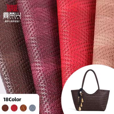 China PVC Printed Woven Pattern Artificial Synthetic Leather 1.1mm 137cm for Bag Sofa Chair Belt Faux Leather Fabric for sale