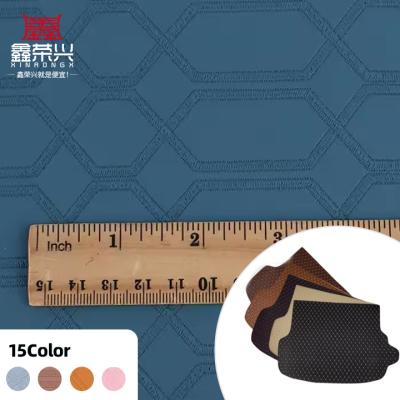 China PVC Imitation Embroidery Hexagon Artificial Synthetic Leather 1.0mm 150cm for Car Seat Sofa Bag for sale
