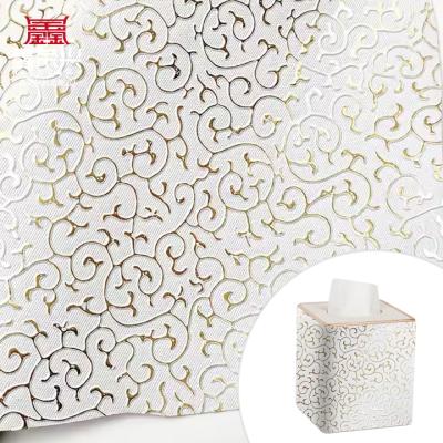 China Wholesale PVC Golden Film Embossed Synthetic Leather 0.5mm 140cm for Bag Box Shoes Notebook for sale
