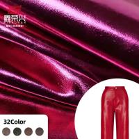 China Metal Film PU Leather Fabric 0.5mm 140cm Width Sheep Grain for Clothing Wallet Shoes Bags for sale