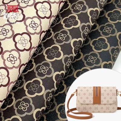 China Synthetic PVC Artificial Leather Fabric Four Leaf Cloth Print Waterproof 0.5mm 140cm Wide for sale