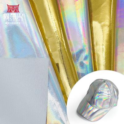 China PVC Holographic Laser Metallic Mirror Synthetic Leather 0.4mm 140cm Waterproof Faux Leather for Sofa Shoes Bags for sale
