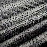 China Looped Fabric PVC Synthetic Leather 0.6mm 140cm Woven Pattern Embossed Faux Leather for Shoes Bags Furniture for sale