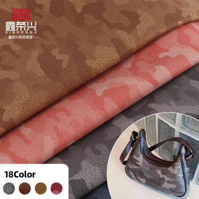China PU Frosted Sheepskin Nubuck Camouflage Synthetic Leather Fabric 1.0mm 140cm for Bags Shoes Wallets for sale