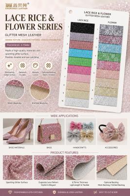 China XR Glitter Synthetic Leather – Rice Pattern & Floral Pattern for sale