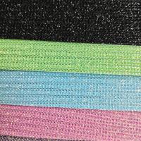 China Straight Stripe Glitter Mesh Leather 1.4mm PVC Synthetic Fabric for Bags and Shoes for sale