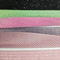 China Straight Stripe Glitter Mesh Leather 1.4mm PVC Synthetic Fabric for Bags and Shoes for sale