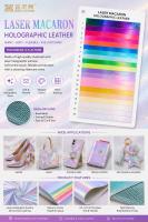 China Laser Macaron Holographic Leather with Mesh Backing for sale