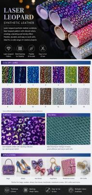 China Laser Iridescent Leopard Print Glitter Synthetic Leather 1.4mm Mesh Backed Faux Leather for Handbags Shoes DIY for sale