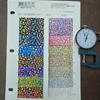 China Laser Iridescent Leopard Print Glitter Synthetic Leather 1.4mm Mesh Backed Faux Leather for Handbags Shoes DIY for sale