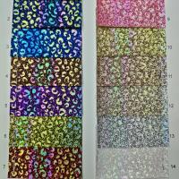 China Laser Iridescent Leopard Print Glitter Synthetic Leather 1.4mm Mesh Backed Faux Leather for Handbags Shoes DIY for sale