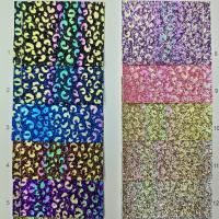 China Laser Iridescent Leopard Print Glitter Synthetic Leather 1.4mm Mesh Backed Faux Leather for Handbags Shoes DIY for sale