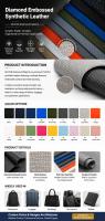 China Diamond Embossed Synthetic Leather 1.0mm for Handbags Footwear Car Seats Furniture for sale