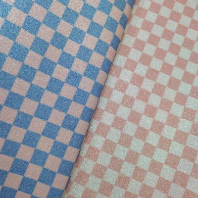 China Premium Glitter Checker PVC Leather Fabric for Bags, Wallets, Shoes and Fashion Accessories for sale