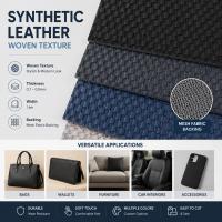 China Woven Texture Synthetic Leather PVC Roll with Mesh Fabric Backing for Bags Wallets Furniture for sale