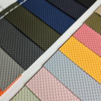 China Woven Texture Synthetic Leather PVC Roll with Mesh Fabric Backing for Bags Wallets Furniture for sale