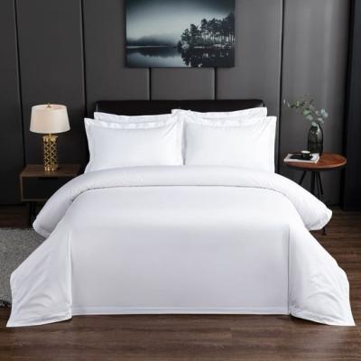 China Custom Size Hotel Bedding Set - White Cotton Bed Sheets with 200-400 Thread Count for Commercial Use for sale