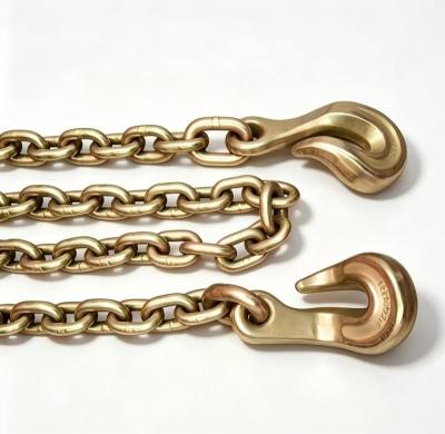 China Wear Resistant Lifting Chain Sling 8mm*3m Heavy Duty Chain Sling With Bent Eye Hook for sale