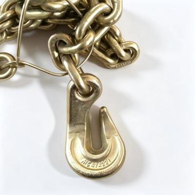 China Heavy Duty G80 Binder Chain Galvanized Tie Down Chain Customzied With Bent Eye Hooks for sale