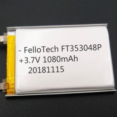China Ultra Thin 3.7 V Rechargeable Lithium Polymer Battery 1080mAh for sale