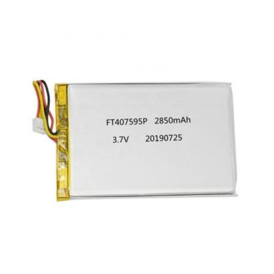 China RoHS Standard FT407595P Rechargeable Lithium Polymer Battery 3.7V 2850mAh for sale