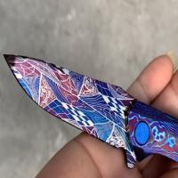China Custom Fixed Blade Camping Knife High Precision Damascus Texture for sale