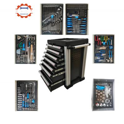 China Silver 7 Drawer Tool Trolley with 323 Pcs CRV Tool Set Steel Garage Storage Roller Cabinet for sale