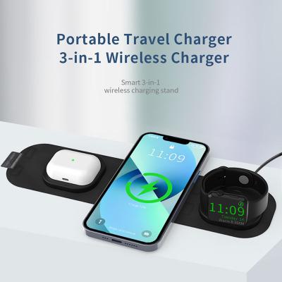 China Apple Devices Folding Qi Charger 15W Qi Wireless Charger 3 Modes Simultaneously Charge for sale