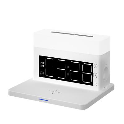 China 15W Fast Charge 4 In 1 Lamp Mood Light Wireless Charging 4In1 Wireless Charger With Alarm Clock for sale