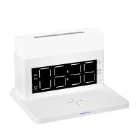 China Black Protection Wireless Charger Modern Digital Clock Table Desk Night Lamp 3 In 1 Led Desk Lamp With Wireless Charger for sale