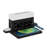 China 3 In 1 Clock Led Display Qi 15W Wireless Phone Charger With Lamp And Clock Alarm for sale